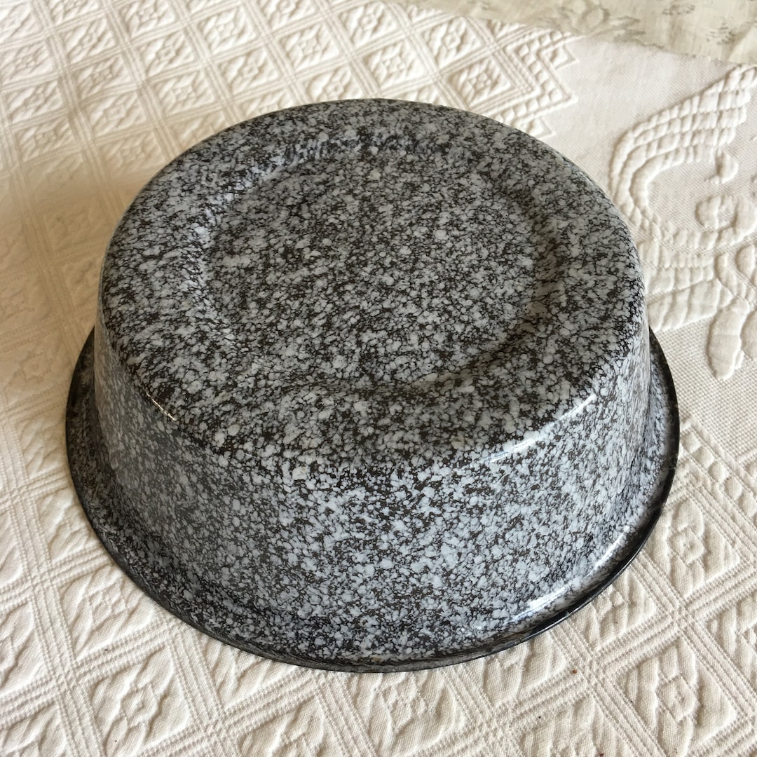 Vintage Enamelware Bowl. Spatterware Enamel Finish. Choose Gray Tones ...