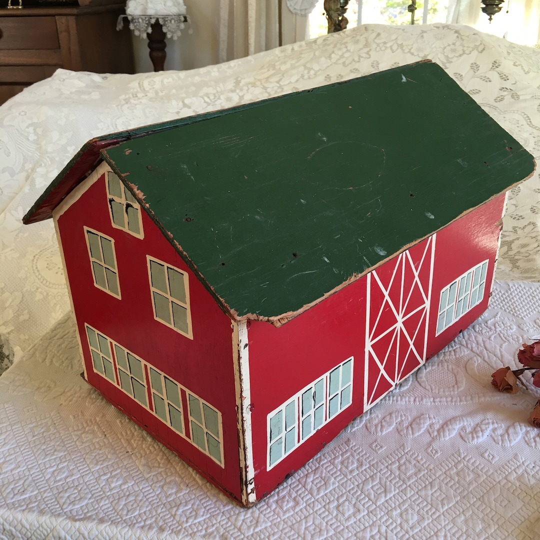 Vintage Wooden Barn for Active Play With Animals. Open Wood Barn Box ...