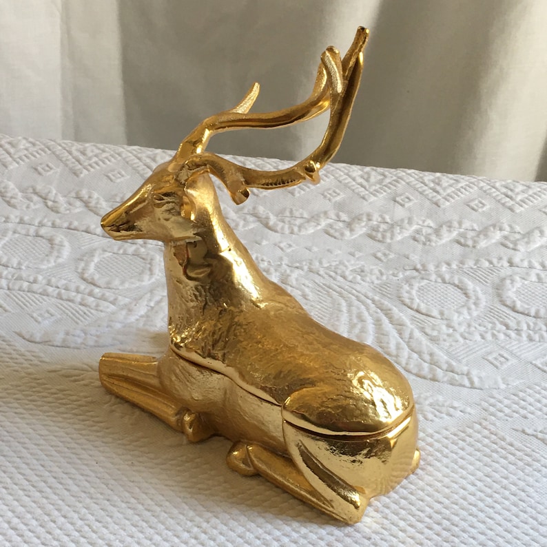 Vintage Brass Reindeer Box Made in India. Gold Brass Box for - Etsy