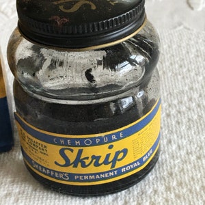 Vintage Royal Blue Ink and Washable Blue Sheaffer's Skrip Ink. 4 Ounce ...