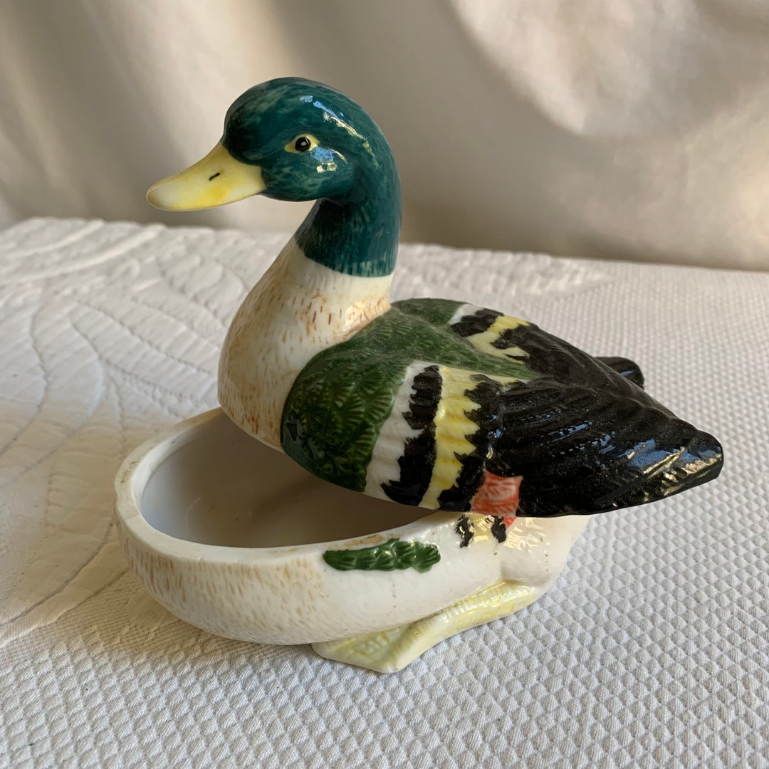 Vintage Ceramic Duck Box. Head and Top of Duck Removes to Hold Items in ...