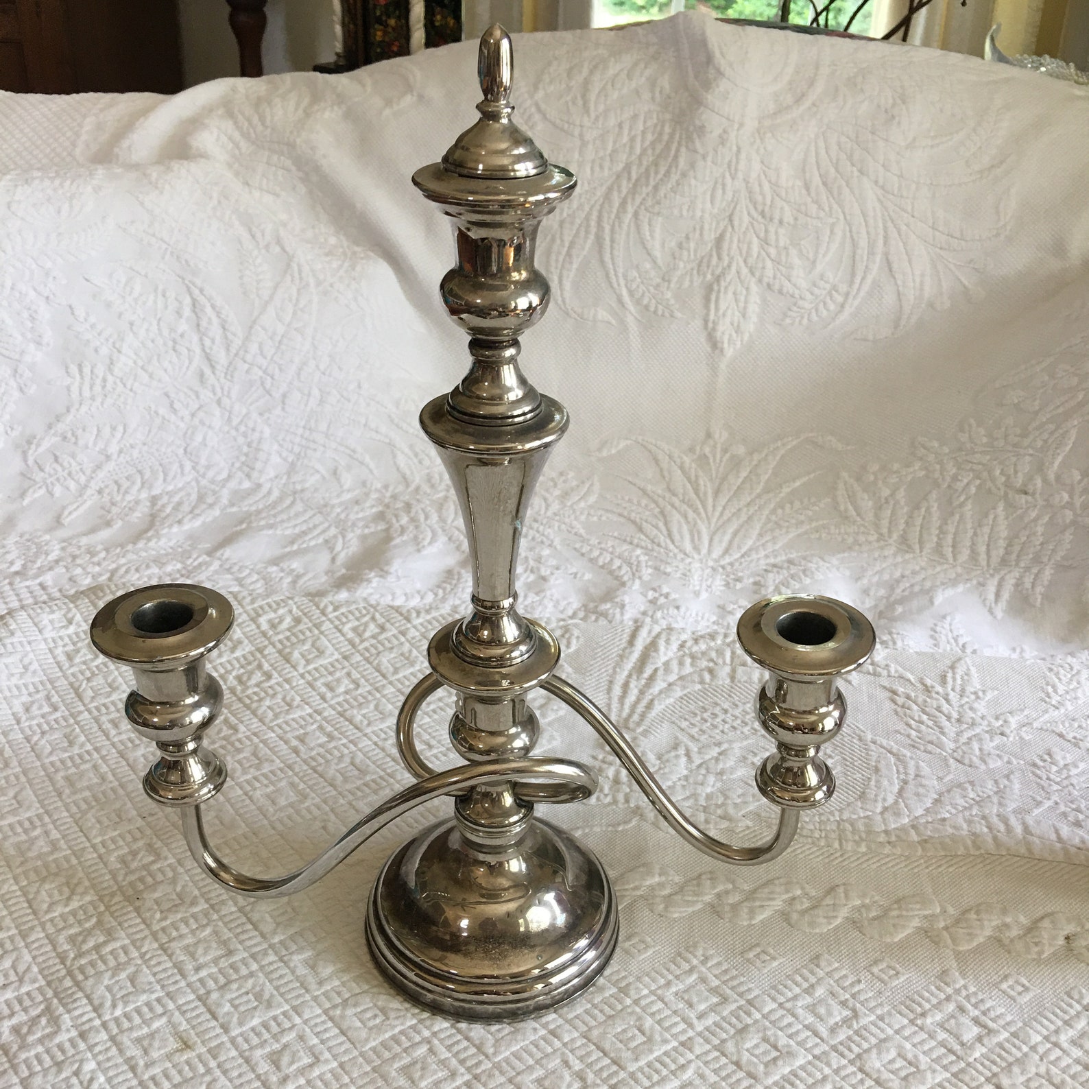 Vintage Triple Candlestick. Decorative Center Plug or Third Candle ...