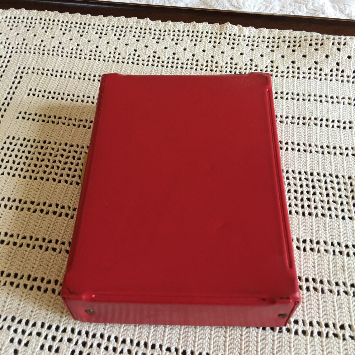 Vintage 1950s Vinyl Lockbox. Red Vinyl Treasures Box With - Etsy