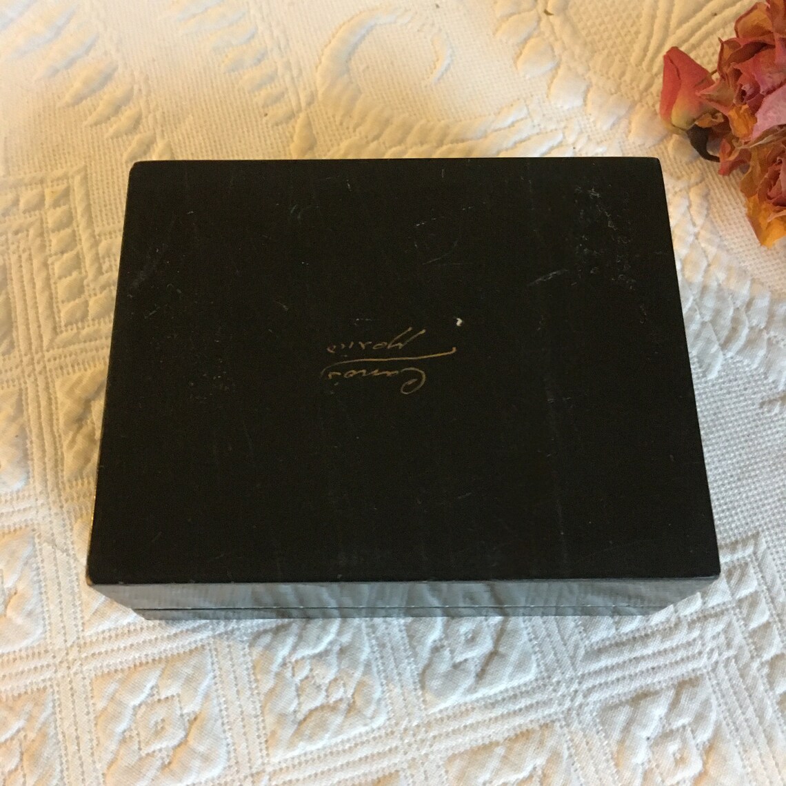 Vintage Wood Box Black and Blue Enamel Painted Box With | Etsy