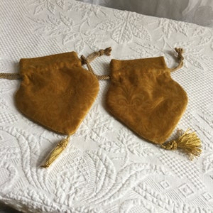 Handmade Reticule Purse. Gold Brocade Velvet Drawstring Purse Silk ...
