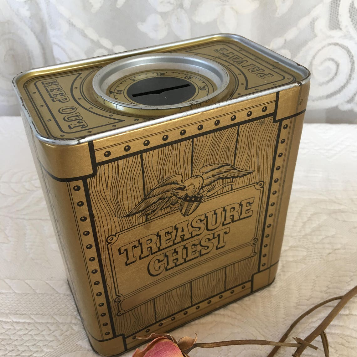 Vintage Treasure Chest Bank Tin. Private Treasure Chest BANK | Etsy