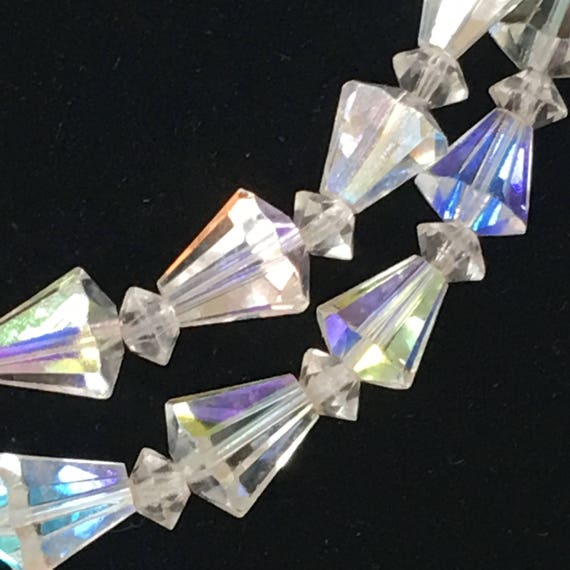 Vintage Cut Glass Crystal Bead Double Choker Necklace… - Gem