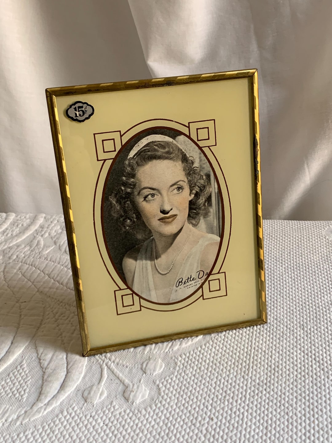 Vintage Frame With Bette Davis' Picture in Oval Mat With Art Deco Style ...