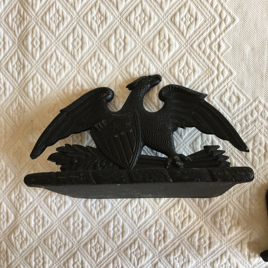 Vintage Cast Iron Spread Eagle Doorstop. 1952 Eagle With Shield and ...
