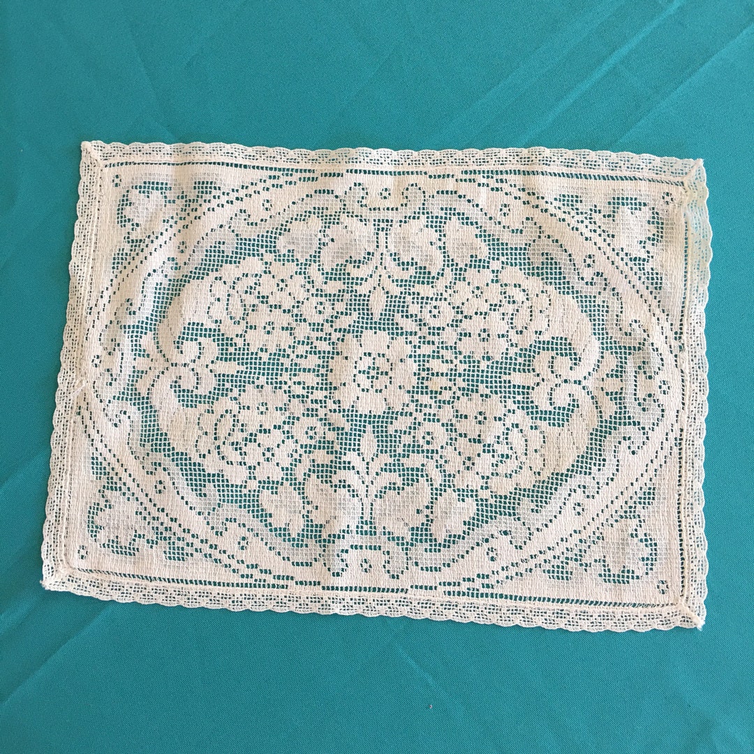 Vintage Net Lace Rectangular Table Mat Doily. Great for Under a ...