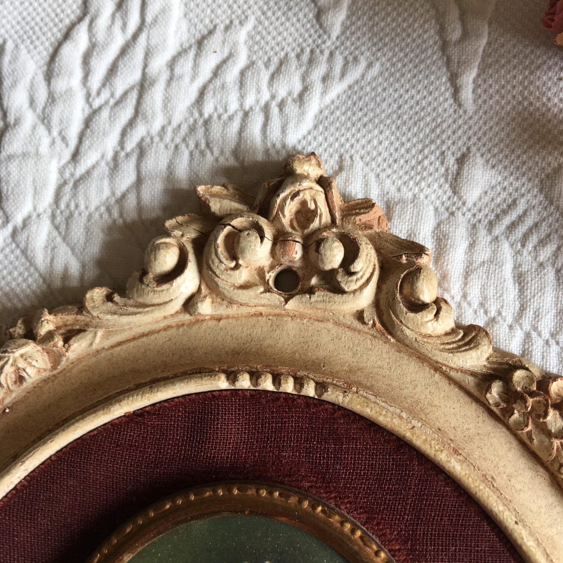 Antique Oval Fancy Lady Molded Frame. Lady in Domed Glass Oval Frame ...