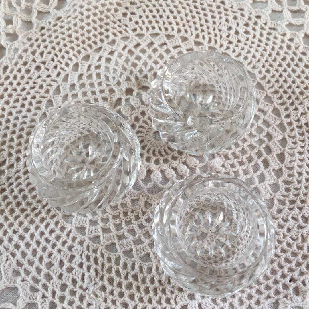 Vintage 3 Glass Salt Cellars With Curving Fluted Side Designs and ...