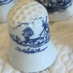 Vintage 1 Delft Windmill Thimble. Blue and White Porcelain Thimbles ...