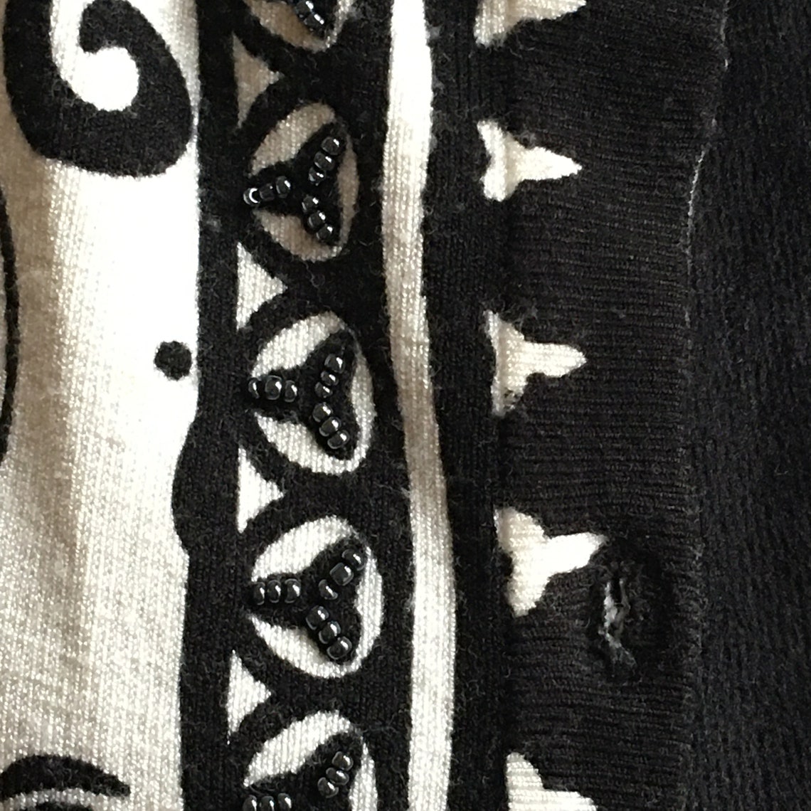 Vintage Cardigan. Pierri New York Black and White Beaded Cartigan ...