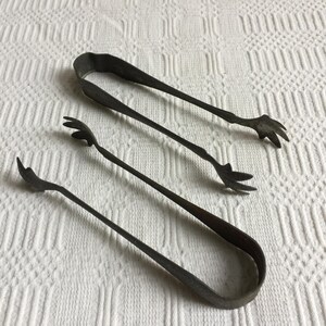 Vintage Bird Feet Tongs. Hammered Silver Tone Rustic Tongs for Picking ...