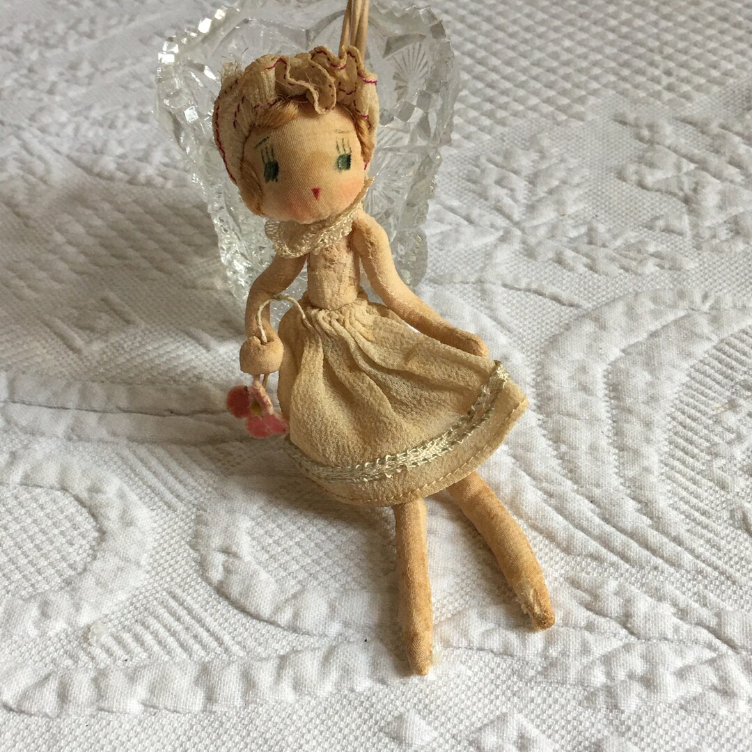 Vintage 1940s Little Crepe Doll. Charming Fabric Doll for Display ...