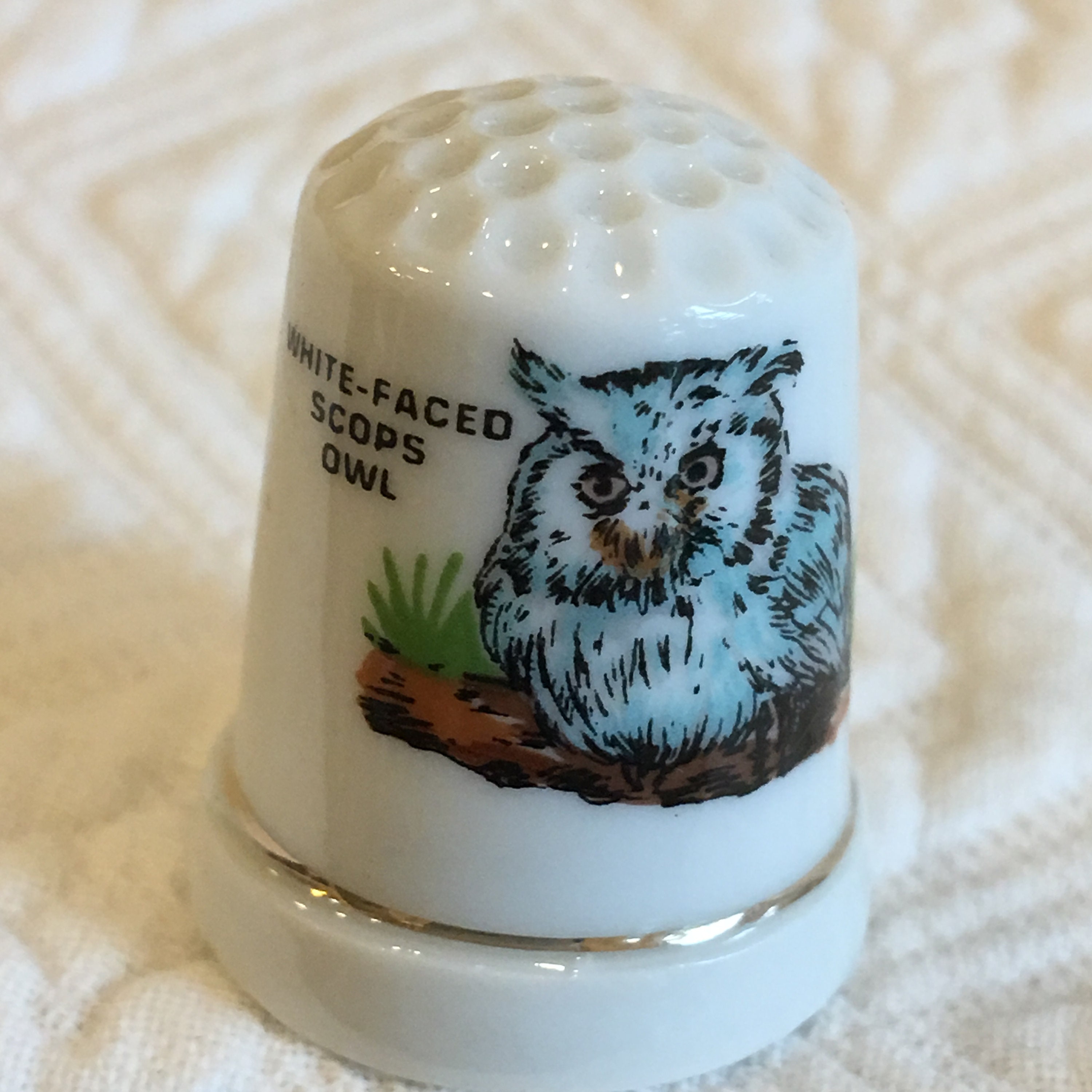 Vintage Owl Collector Thimble. Owl Motifs With Identifying Name ...