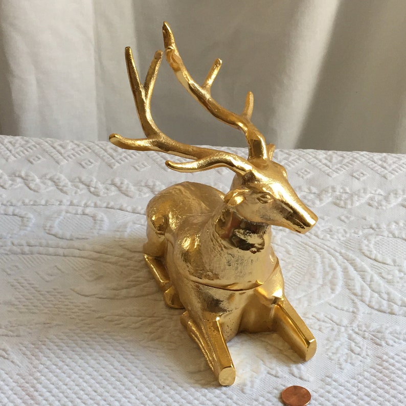 Vintage Brass Reindeer Box Made in India. Gold Brass Box for - Etsy