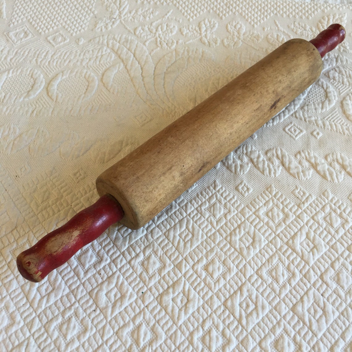 Vintage Choose Rolling Pin. Wooden Rolling Pin With Turning Handles ...