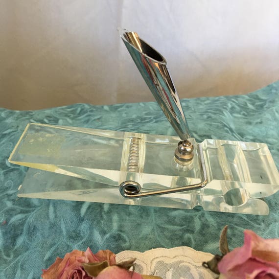 Vintage Pen and Note Holder. Clear Clothespin Note Holder and - Etsy