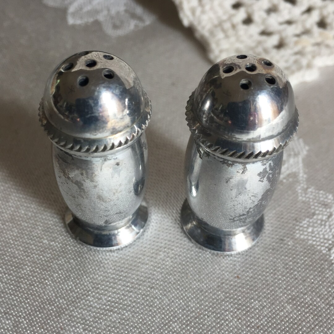 Vintage Small Silver Plate Set of Salt and Pepper Shakers. Charming for ...