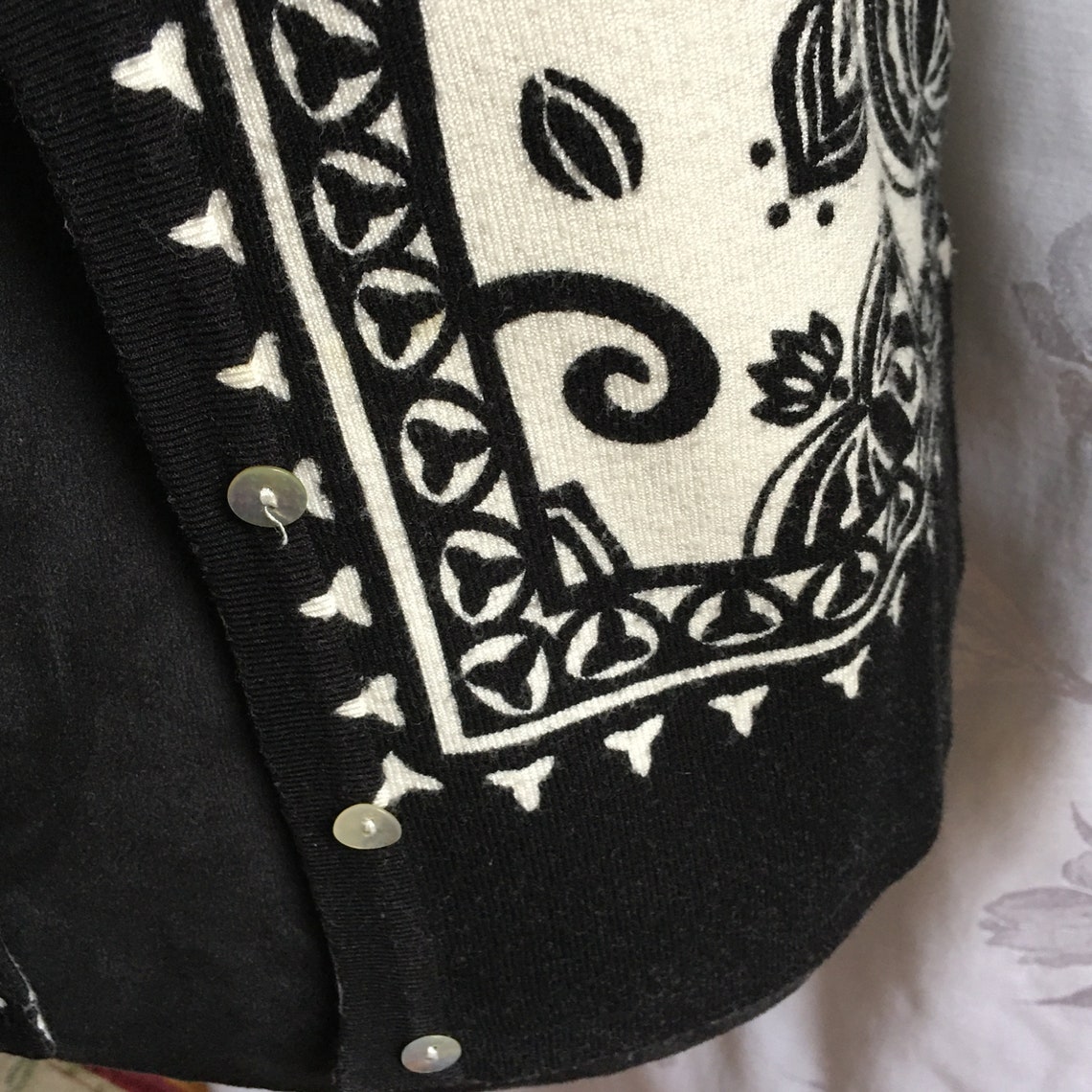 Vintage Cardigan. Pierri New York Black and White Beaded Cartigan ...