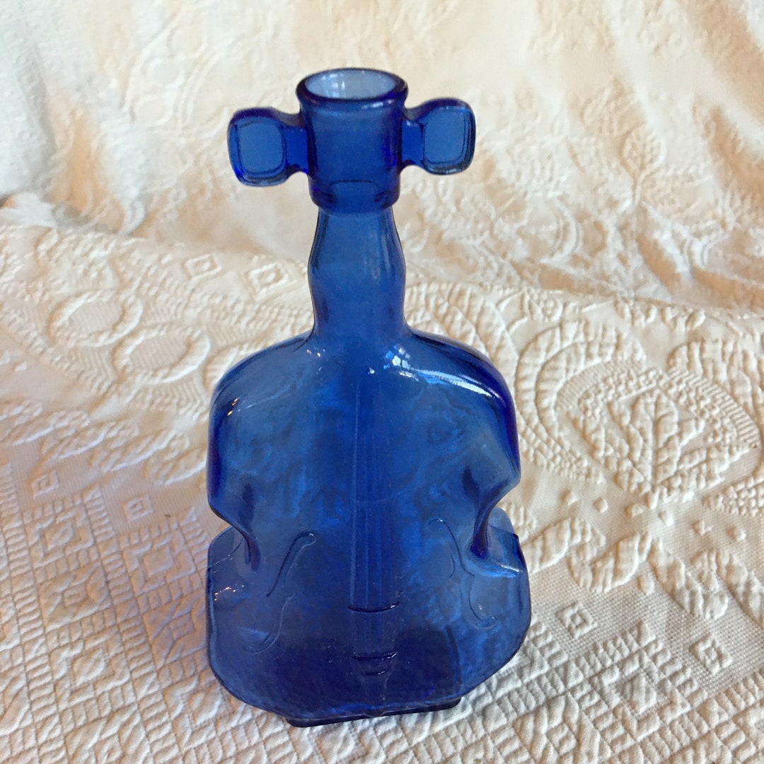 Vintage Royal Blue Violin Bottle. Vintage Blue Musical Instrument ...