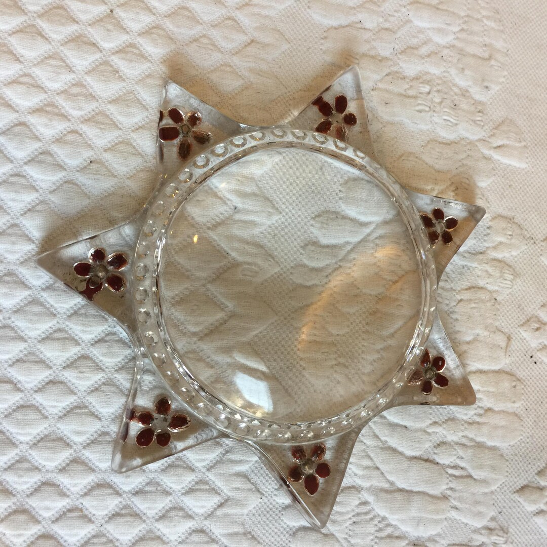 Clear Glass Victorian Star Shaped Paper Weight, Paper Weight With ...