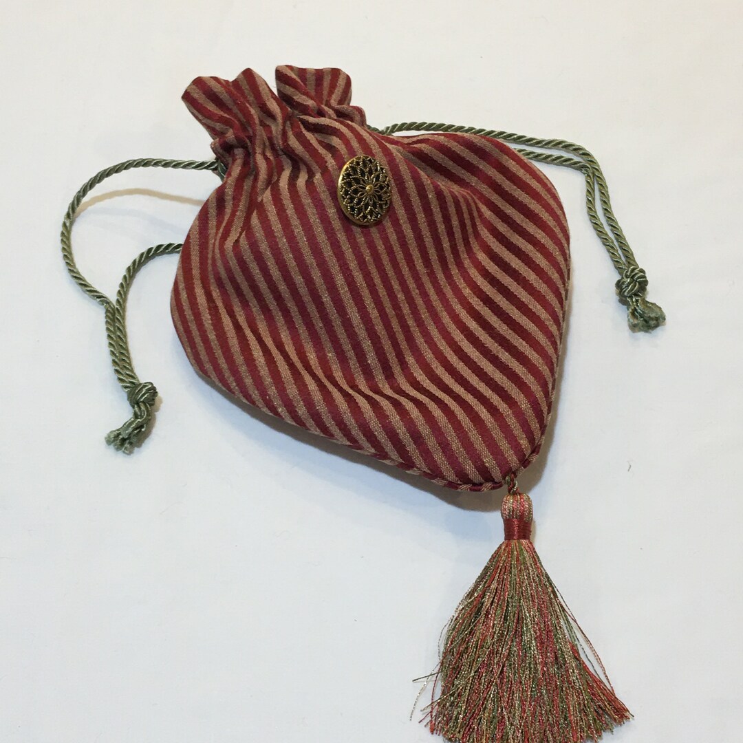 Handmade Reticule Red/gold Striped Tapestry Type Purse. Red and Green ...