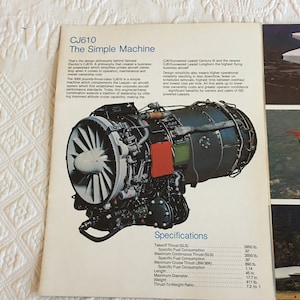 Vintage Learjet Brochure. CJ610-8A Turbojet Engine, Century III and ...