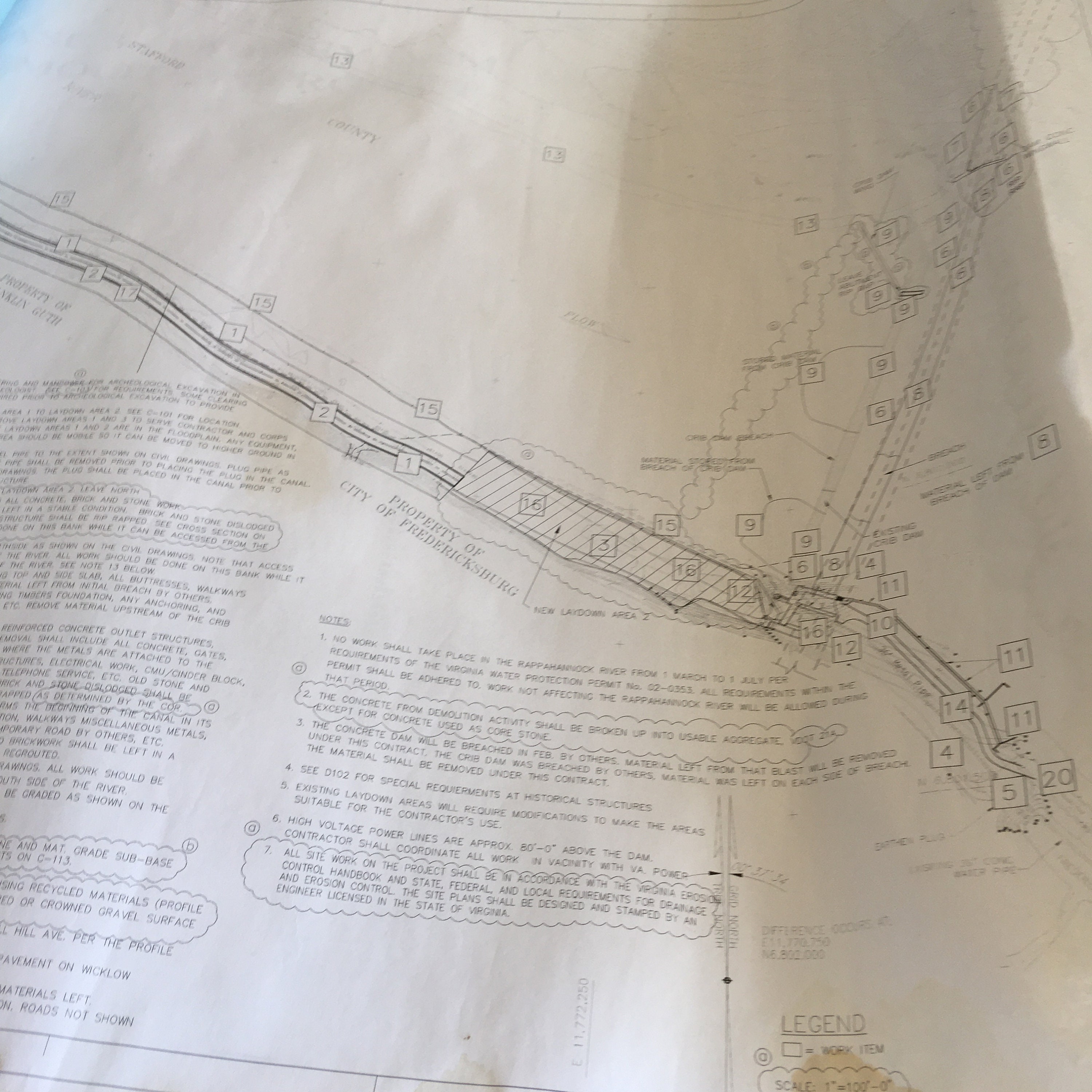 Vintage Demo Site Plan for Embrey Dam Demolition Project Rappahannock ...