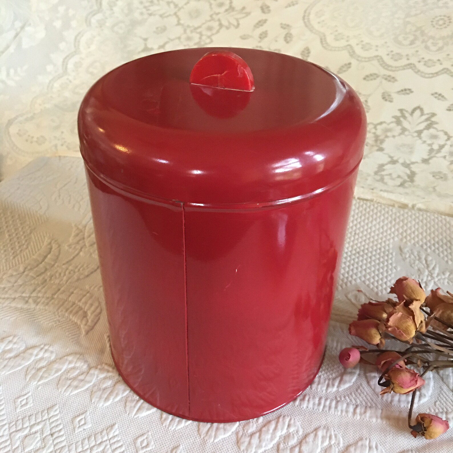 Vintage Red Canister. Metal Kitchen Canister. Could Be From - Etsy