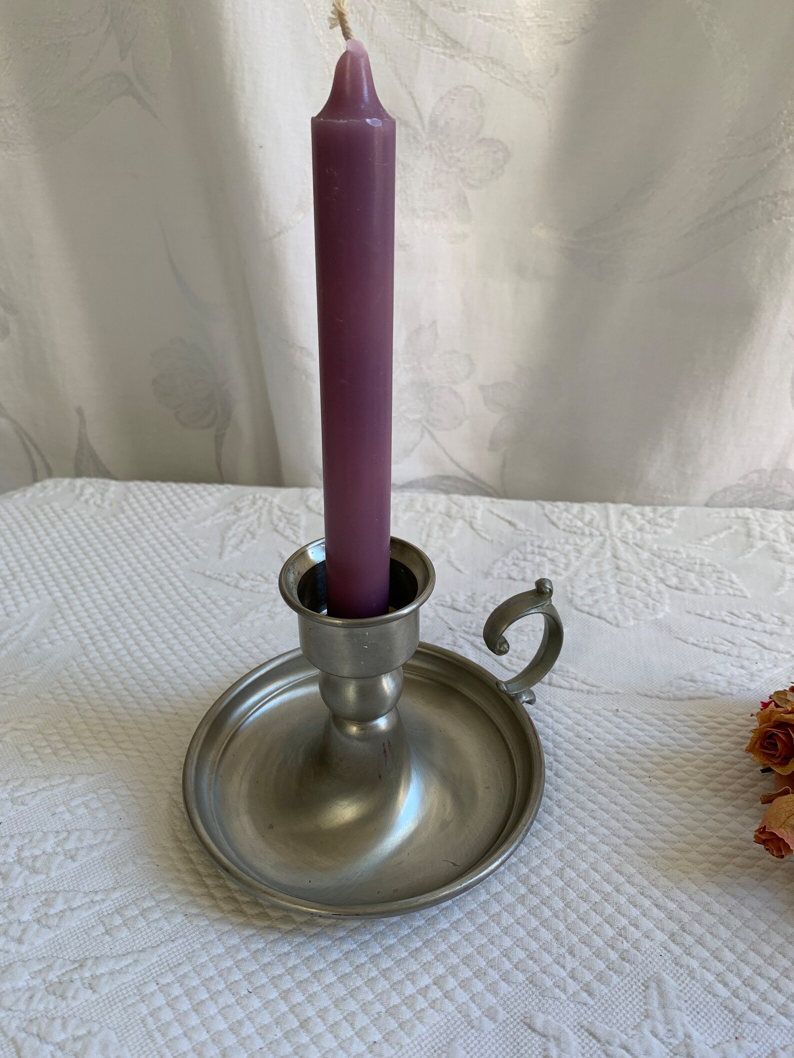Vintage Web Pewter Candlestick and Cream and Sugar. Early American ...