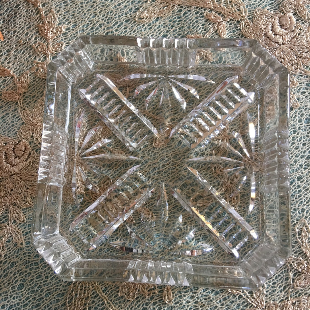 Vintage Listing is for 1 Pressed Glass Square Coaster With Sunburst ...