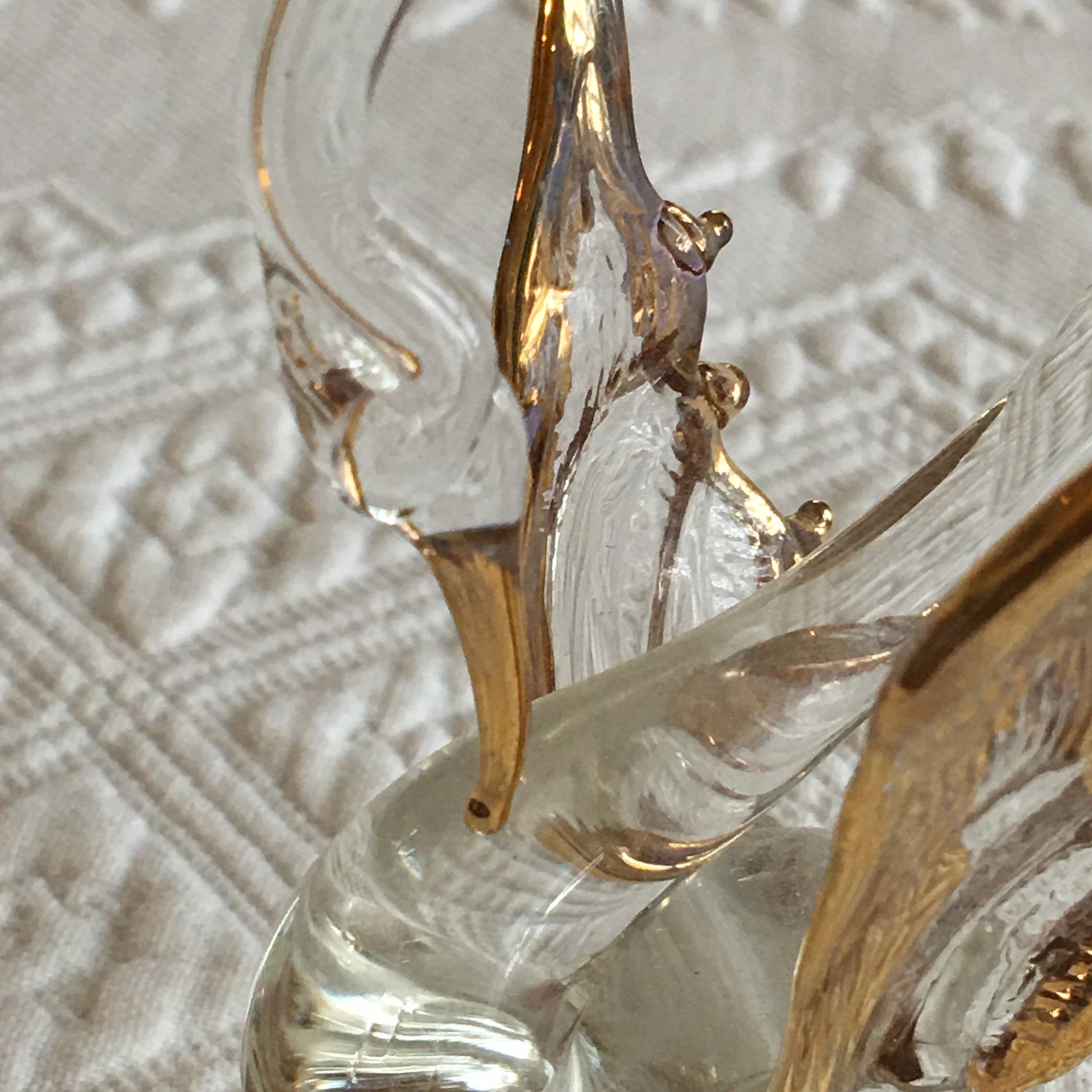 Vintage Hand Blown Glass Swan With Long Curved Neck and Gold | Etsy