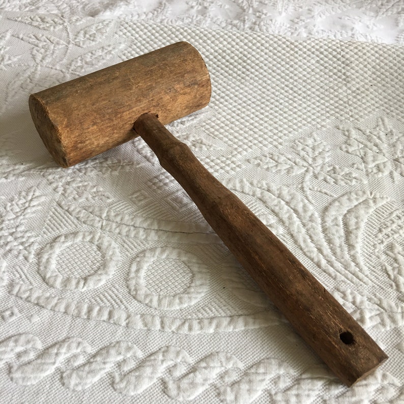 Antique Unfinished Wood Pounder or Mallet. Old Wood Mallet. Hand Made ...