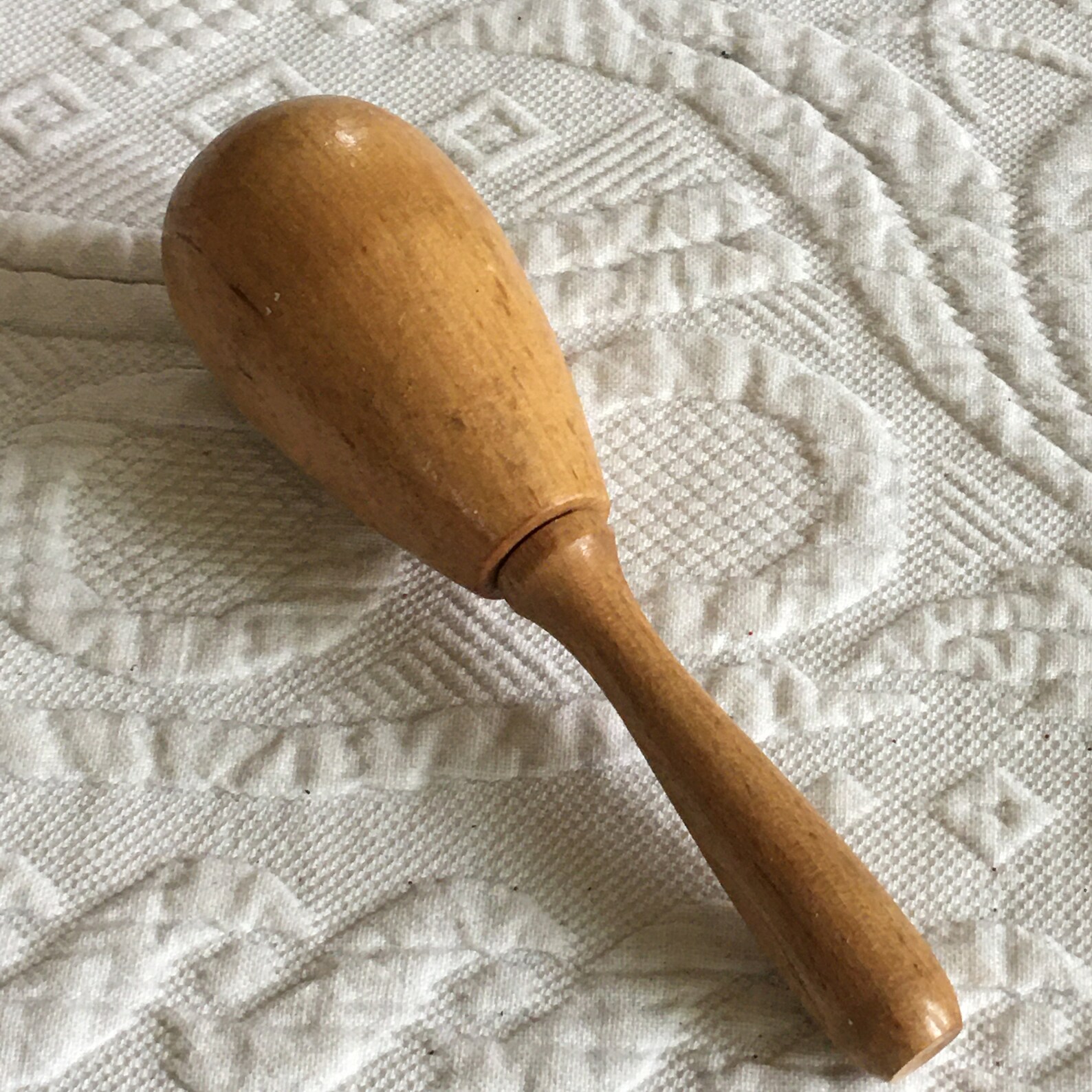 Vintage Darning Egg W/ Handle. Was Painted Red. Mostly Worn off and ...