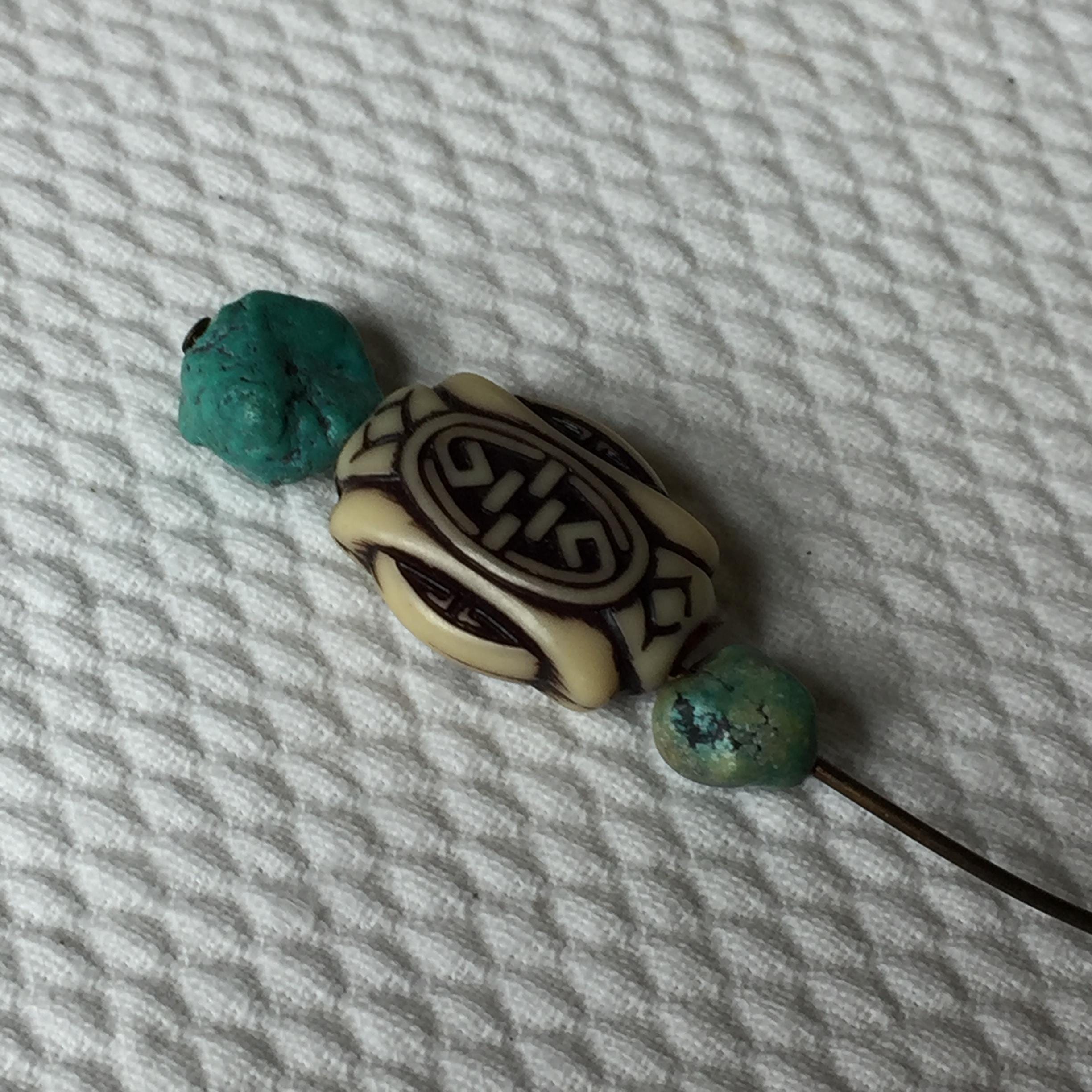 Vintage Long Hat Pin. Choose Blue Blown Glass, or Blue Beads, or Real ...