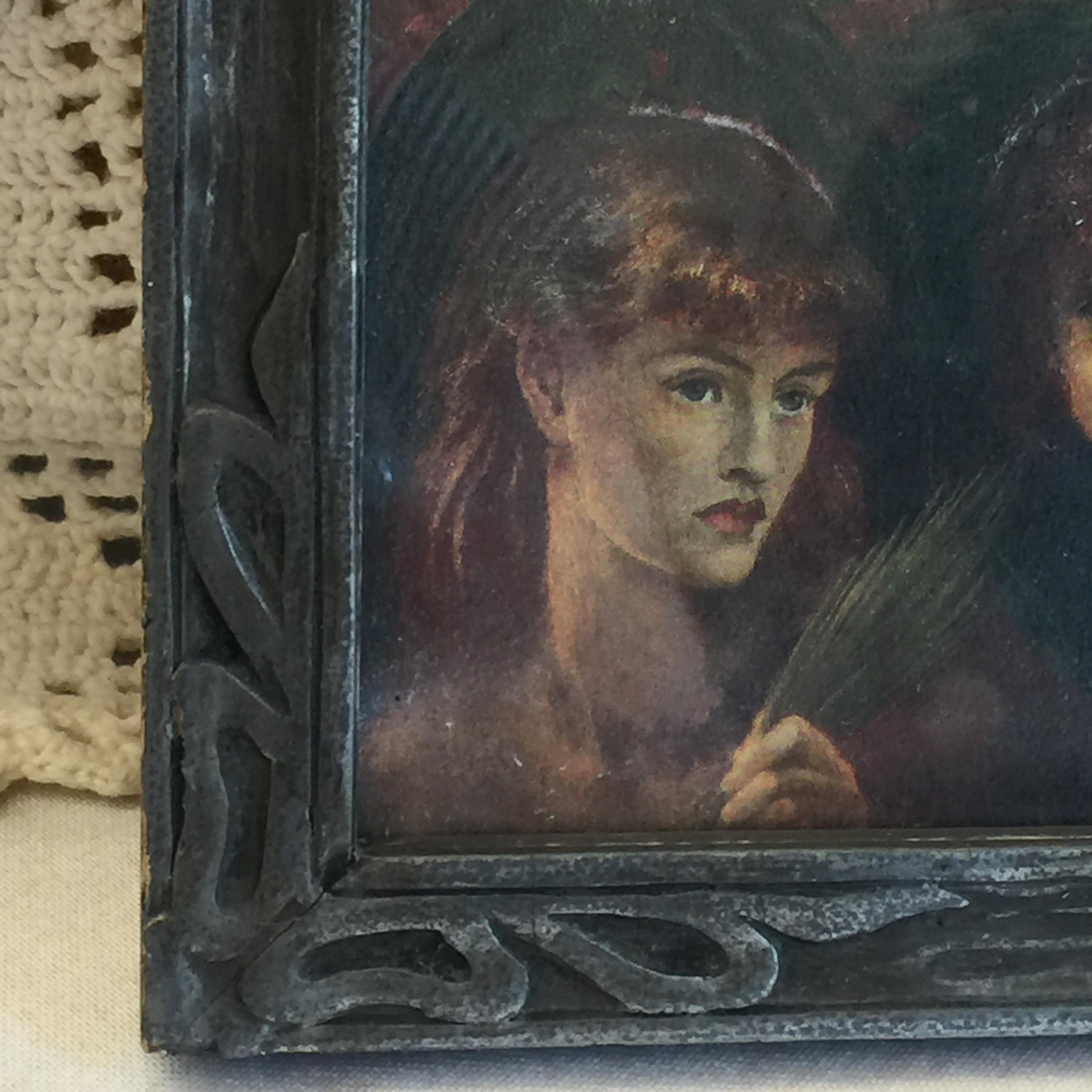 Victorian Embossed Wood Silvery Frame With Romantic Picture of Lady ...
