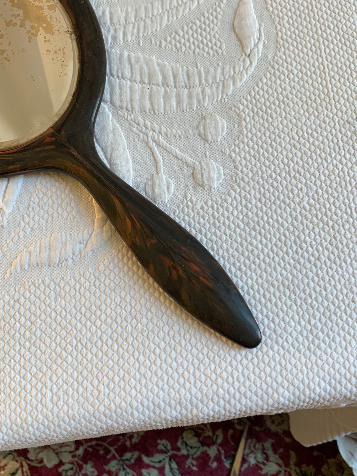 Vintage Faux Tortoise Shell Hand Mirror. Two-sided Beveled Mirror in ...