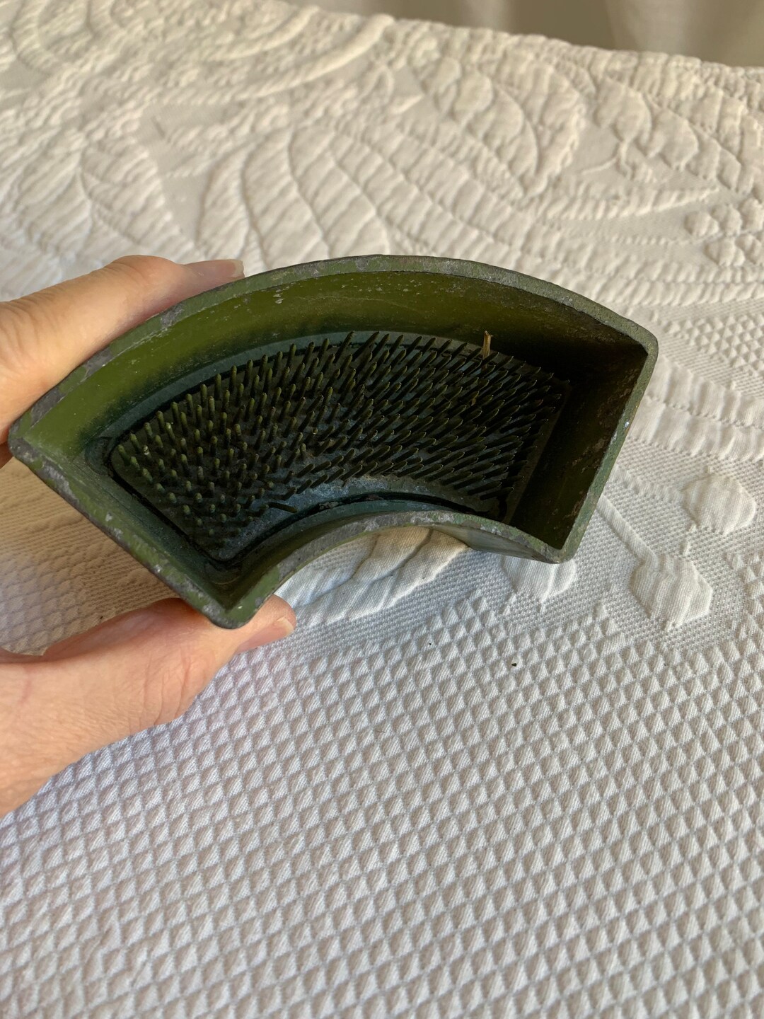 Vintage Metal Pronged Flower Frog Inside Curved Holder. Use in ...
