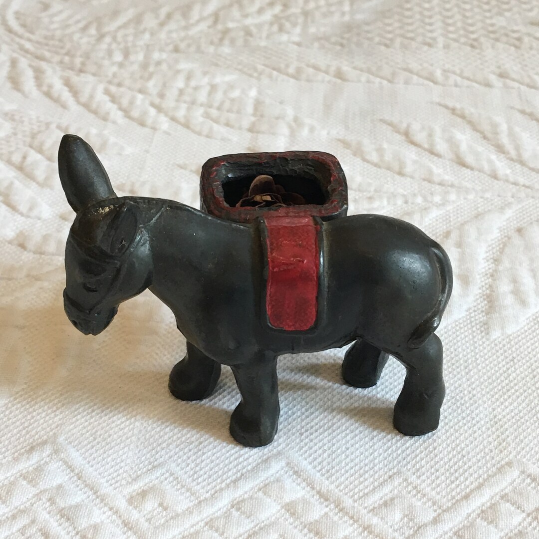 Vintage Pewter Burro With Side Basket. Burro Figurine Swishing Tail and ...