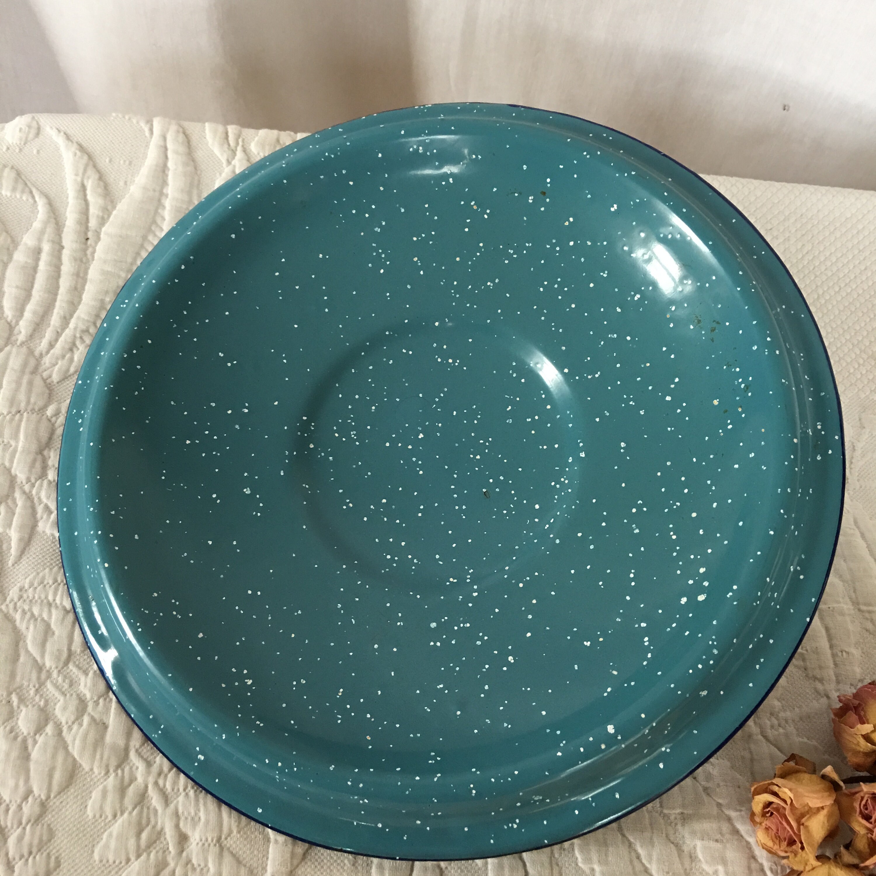 Vintage Light Blue Enamelware Pot With Two Side Handles and Lid With ...