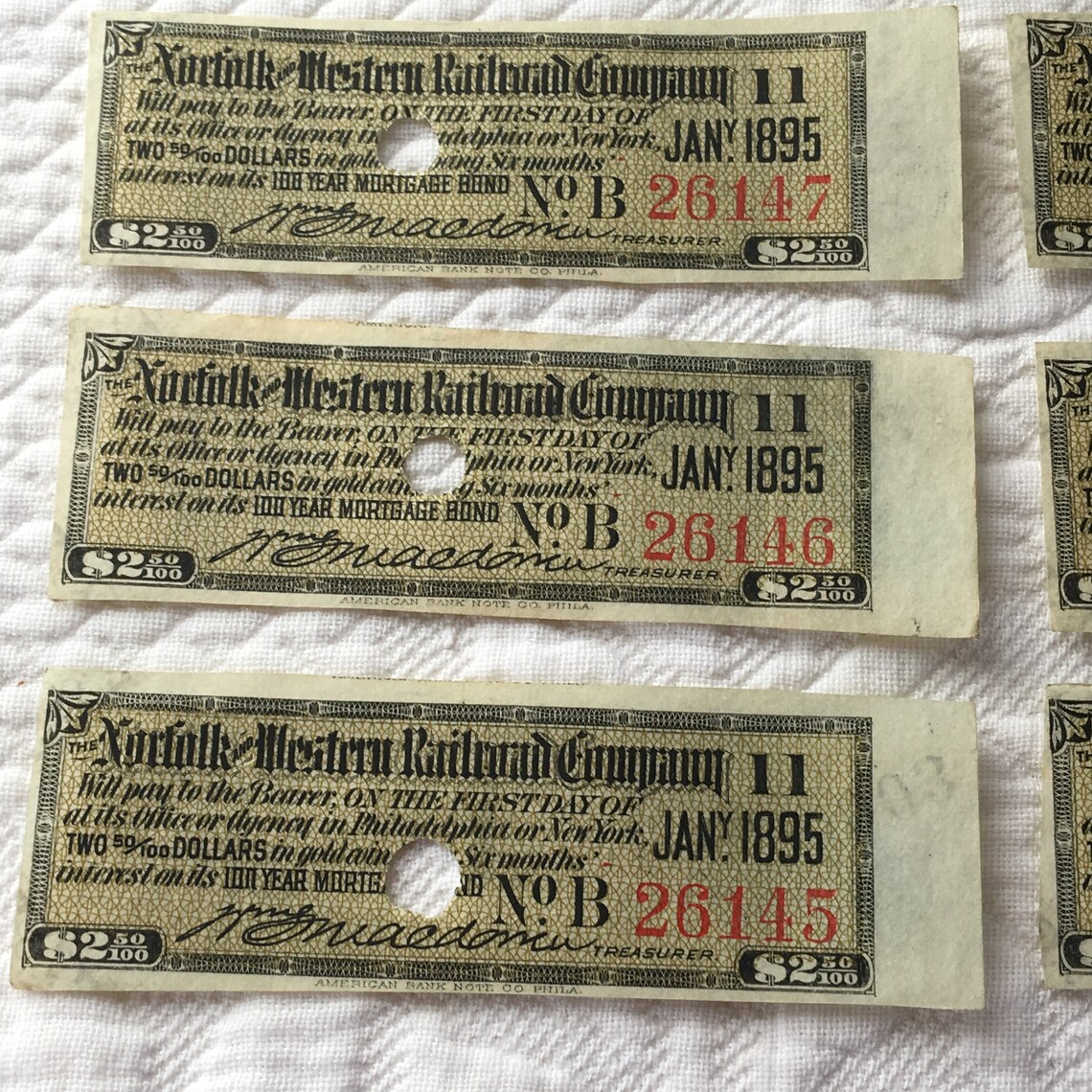 Antique 1895 Norfolk & Western Railroad Company Railway Memorabilia 17 ...