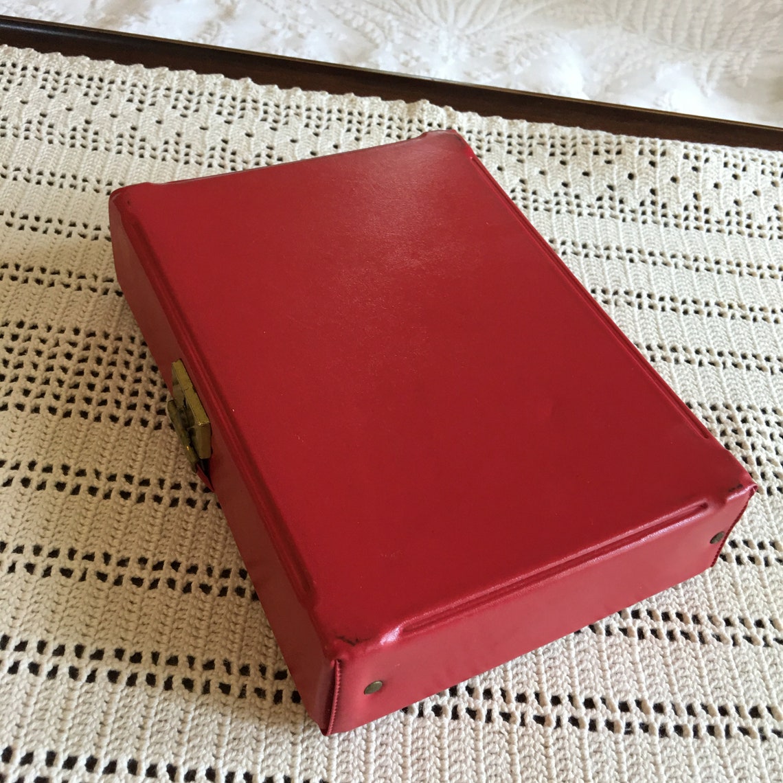 Vintage 1950s Vinyl Lockbox. Red Vinyl Treasures Box With - Etsy