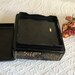 Vintage Square Shiny Black Plastic Box With Gold and Red Painted Floral ...