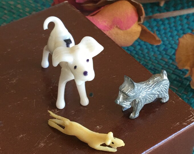 Vintage Hand Blown Glass Dog, Monopoly Dog, Tiny Greyhound Running ...