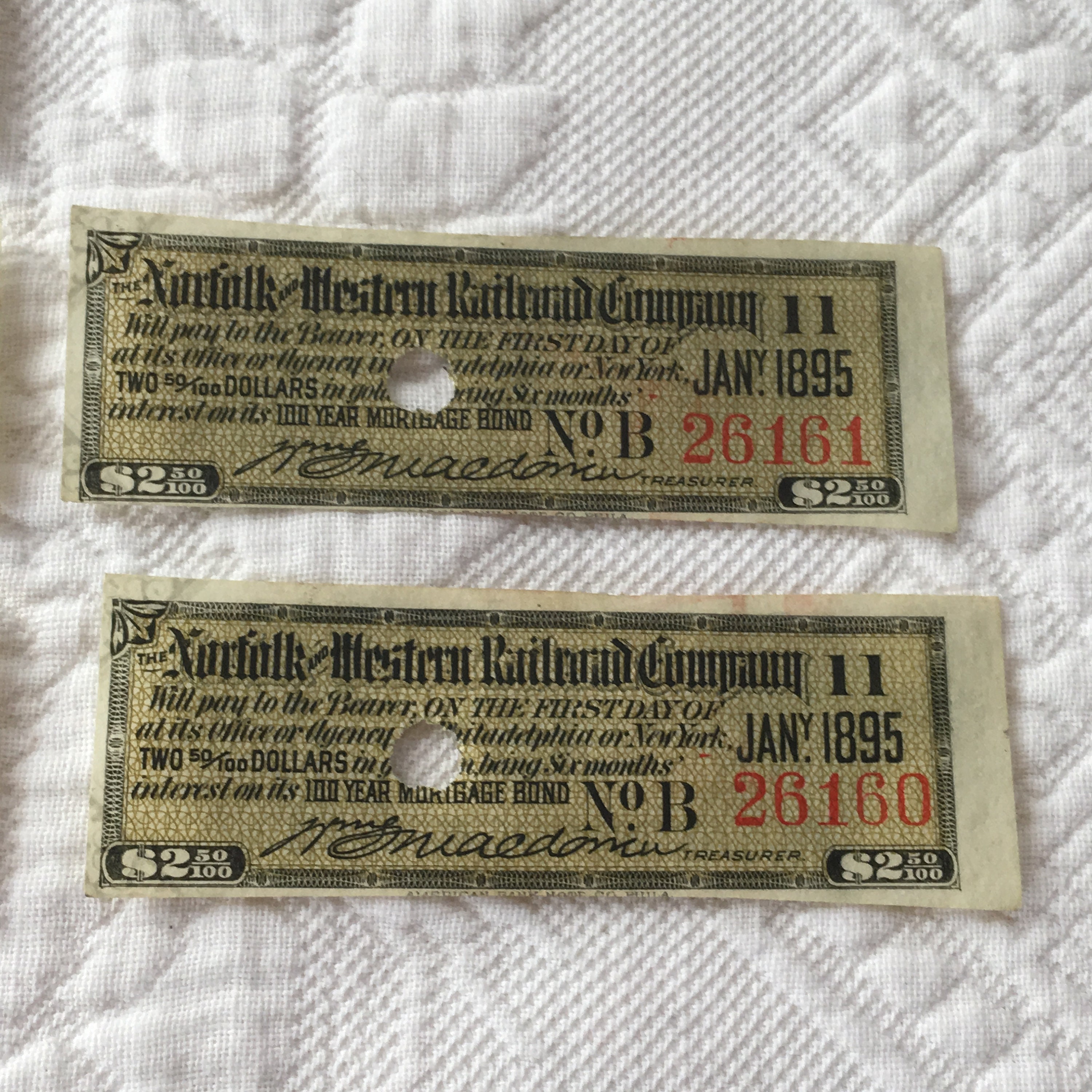 Antique 1895 Norfolk & Western Railroad Company Railway Memorabilia 17 ...