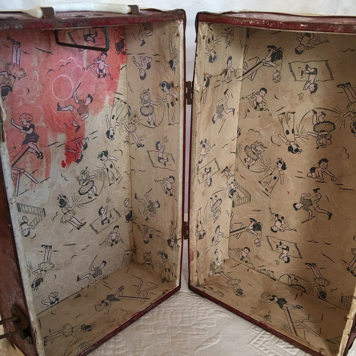 Vintage Doll Wardrobe Trunk. Red and White Metal Doll Trunk | Etsy