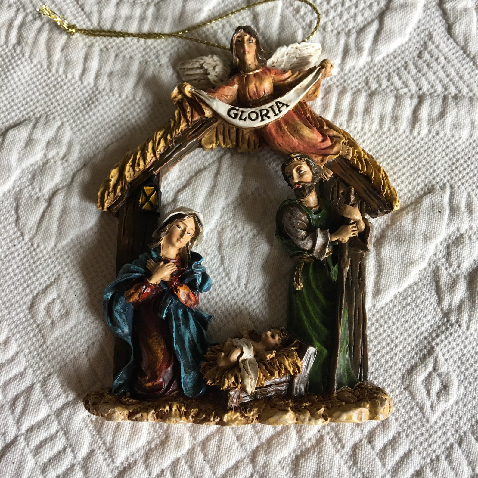 Vintage Angel and Creche. Porcelain Angel and Composite - Etsy